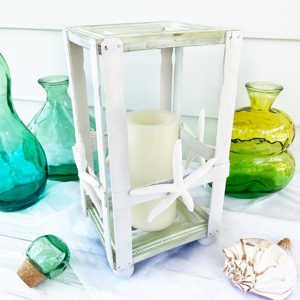 DIY Lantern Made with Picture Frames and Paint Sticks