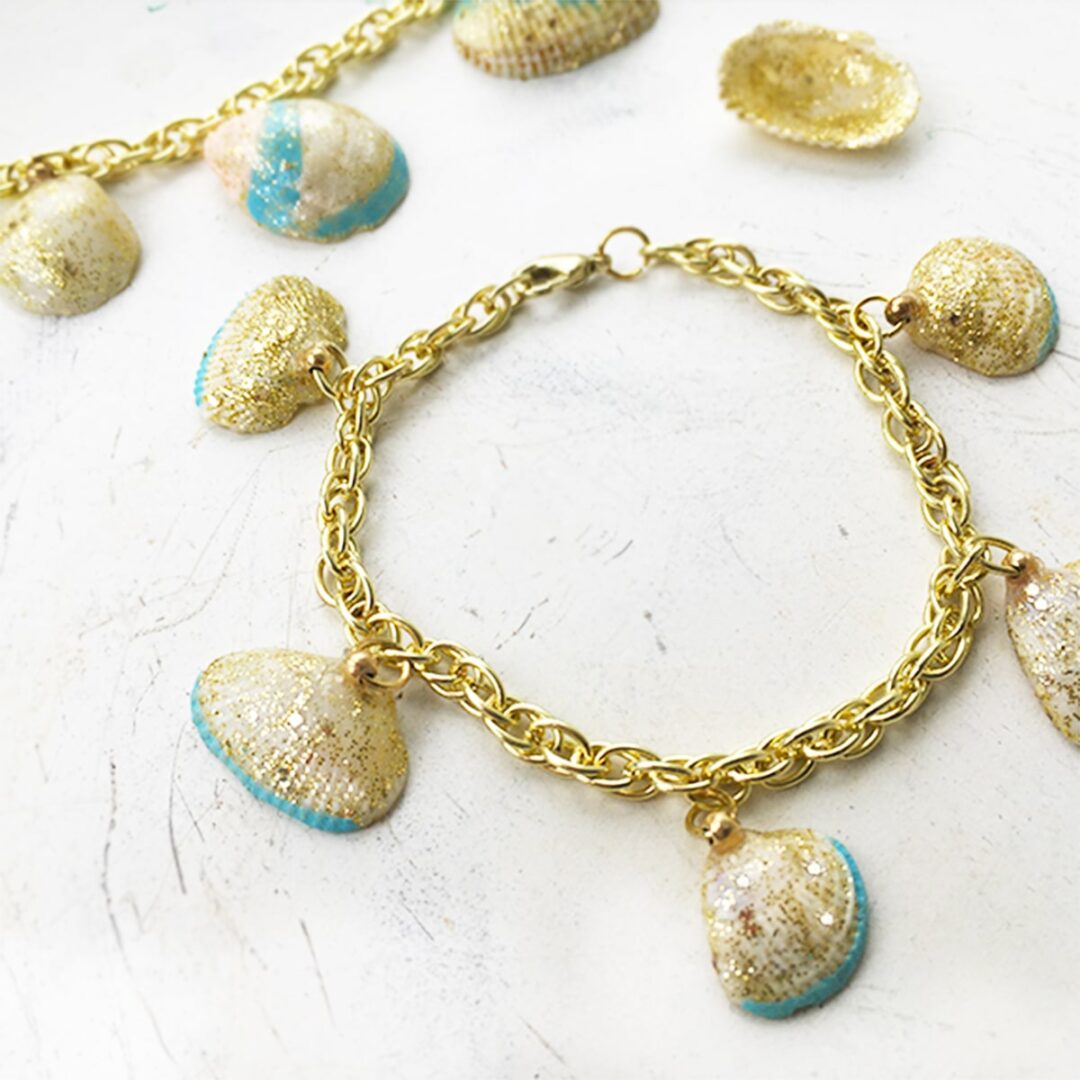 Easy DIY Sparkly Seashell Bracelet - No Drilling
