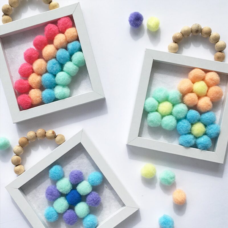 Framed Pom Pom Art DIY