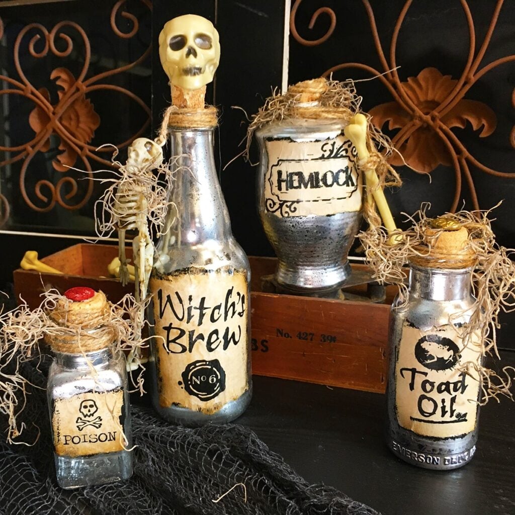 Vintage-Style Halloween Potion Bottles - Free Printable Labels