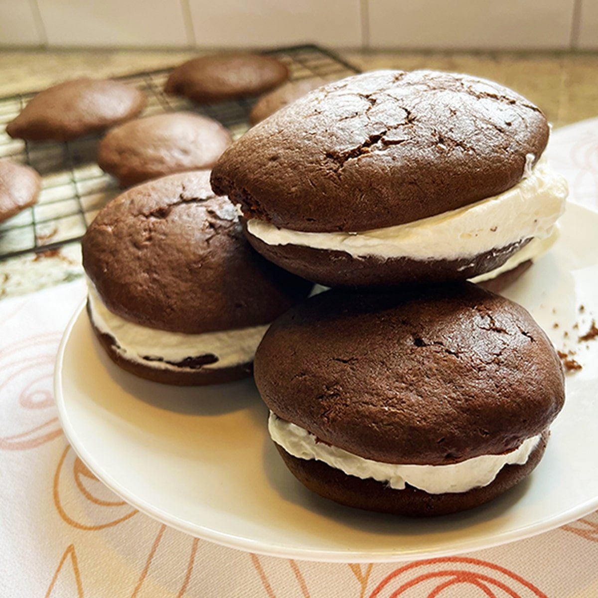 Chocolate Whoopie Pies with Marshmallow Frosting